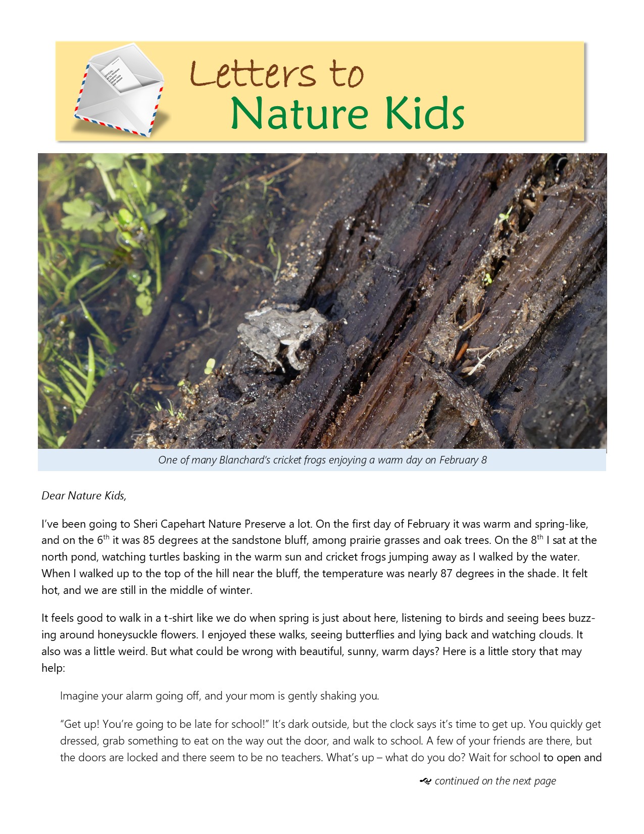 A “Letter” About Hot Times in Winter | Our Lives In Nature